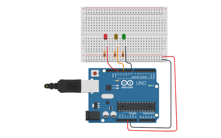Circuit design TRAFFIC LIGHT - Tinkercad