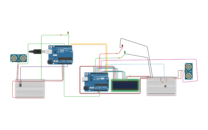 Circuit design Copy of test arduino parking | Tinkercad