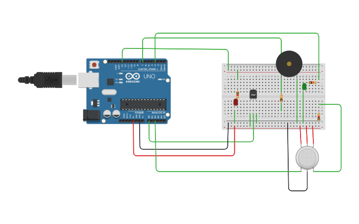 Circuit design Gas Sensor - Tinkercad