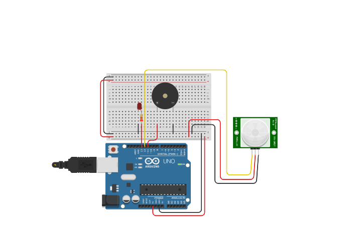 Circuit Design Motion Detector Tinkercad