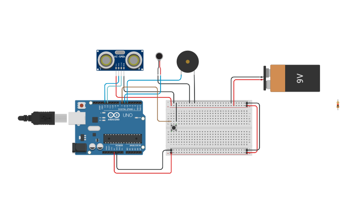 Circuit design blind stick - Tinkercad