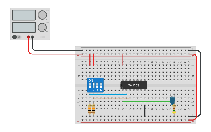 Circuit design Circuito integrado 7402 Pull-down | Tinkercad