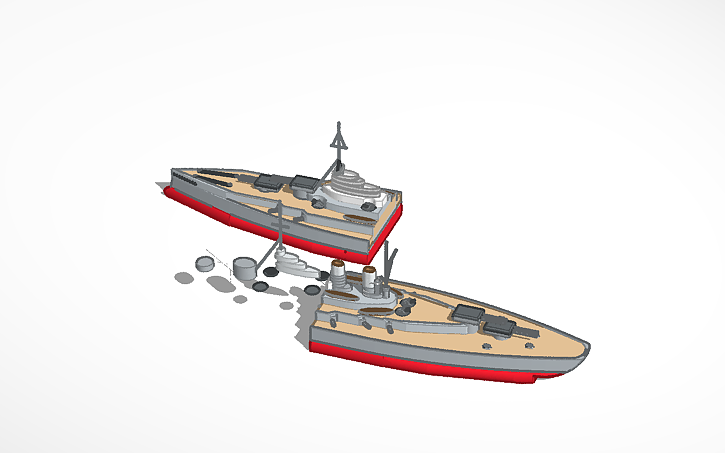 3D design German Bayern Class Battleship - Tinkercad