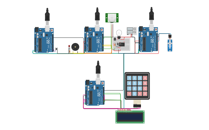 Circuit design Smart home security system - Tinkercad