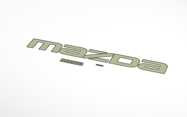 3D design MAZDA text emblem - Tinkercad