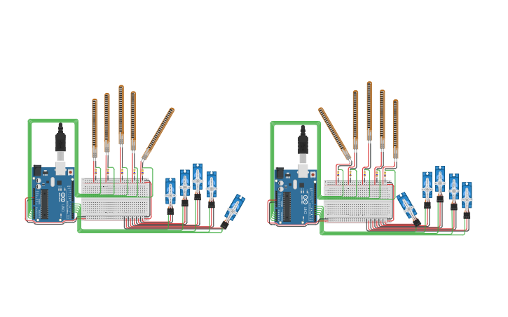 Circuit Design Two Robotic Hands In Arduino Thru Tinkercad Tinkercad