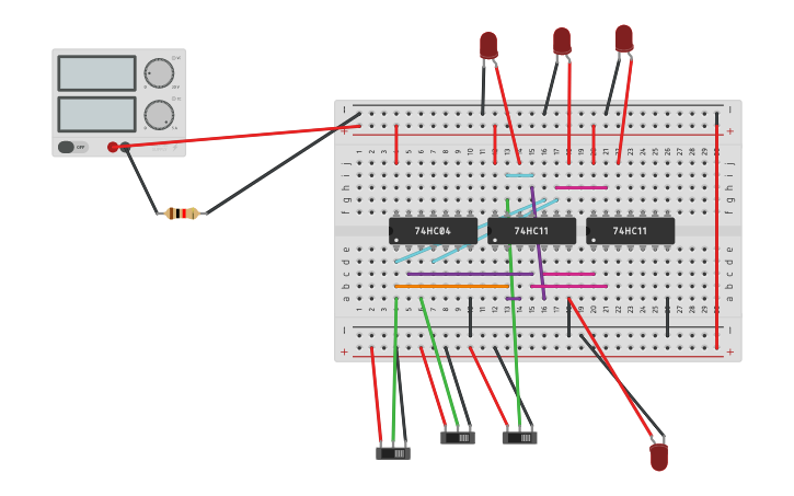 Circuit design 20CE057: 2 TO 4 DECODER | Tinkercad