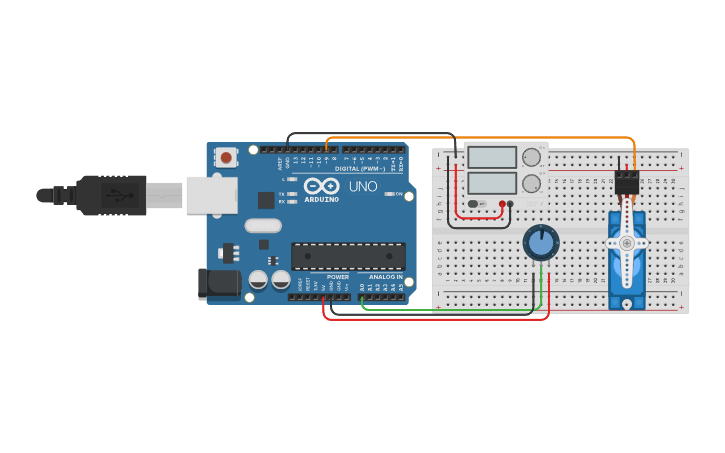 Circuit design servo with pot - Tinkercad