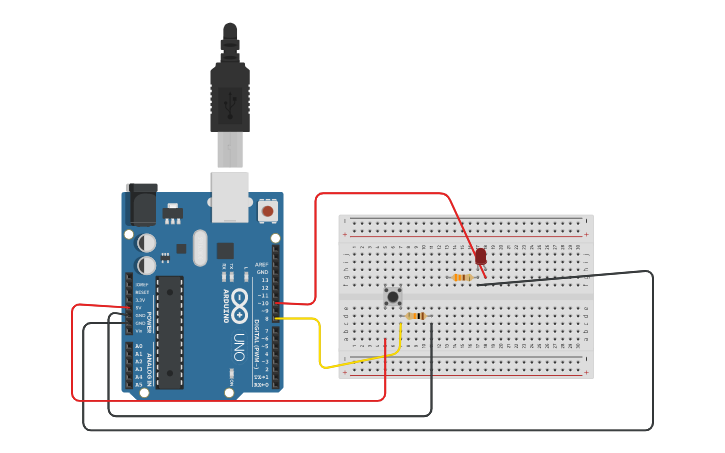 Circuit design buton ile led yakma | Tinkercad