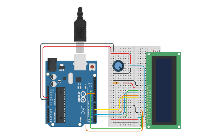 Circuit design Class#15 Using an LCD - Tinkercad