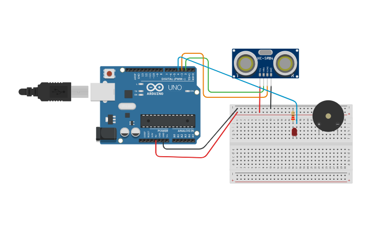 Circuit Design УЗД сигналізація Tinkercad
