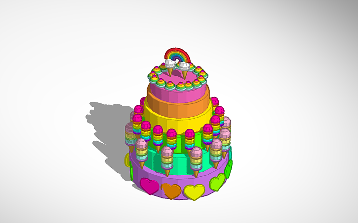 3D design my rainbow crystalized ice cream cake - Tinkercad