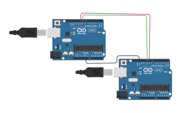 Circuit design ARDUINO TX-RX comandato da PC SwSerial - Tinkercad