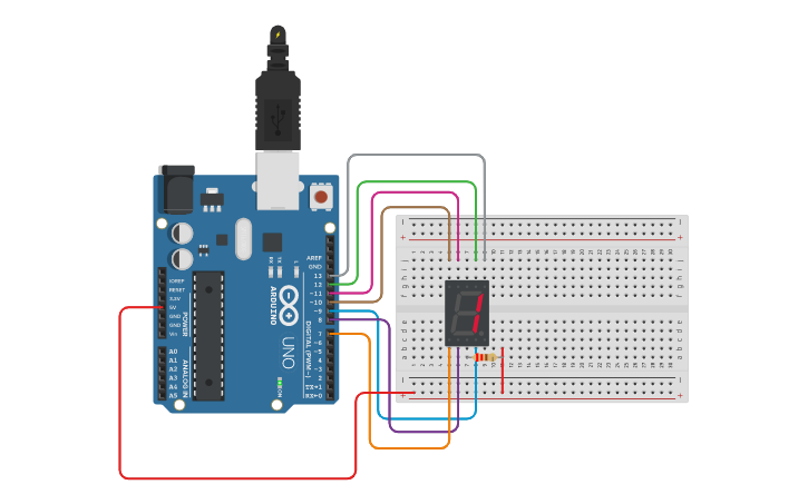 Circuit design Projeto 1 - contador digital | Tinkercad