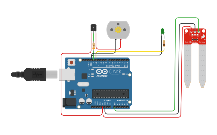 Circuit design Soil Moisture Sensor Arduino Pump Control - Tinkercad