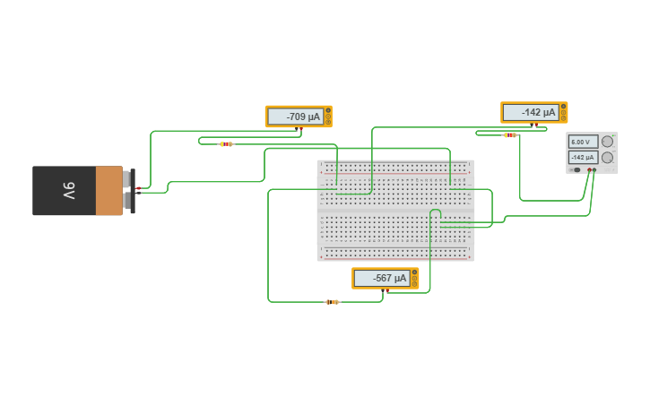 Circuit design Kirchhoff Laws Exercise #1 - Tinkercad