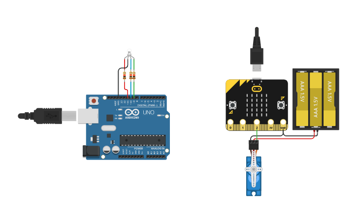 Circuit design BT+BT mode(Arduino and micro:bit) - Tinkercad