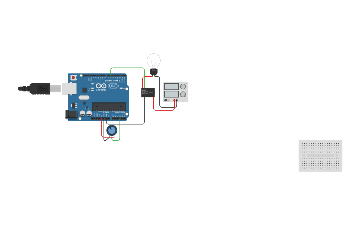 Circuit design Relay and Potentiometer | Tinkercad