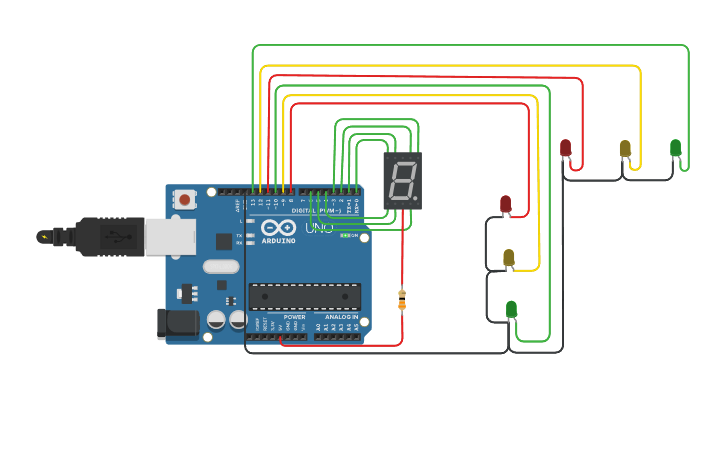 Circuit design Copy of Traffic Light with Timer - Tinkercad