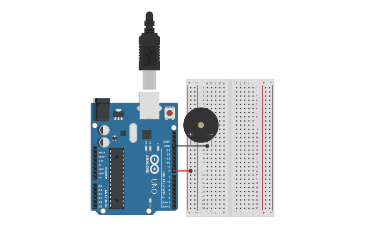 Circuit design Arduino Buzzer Interfacing (Siren) - Tinkercad