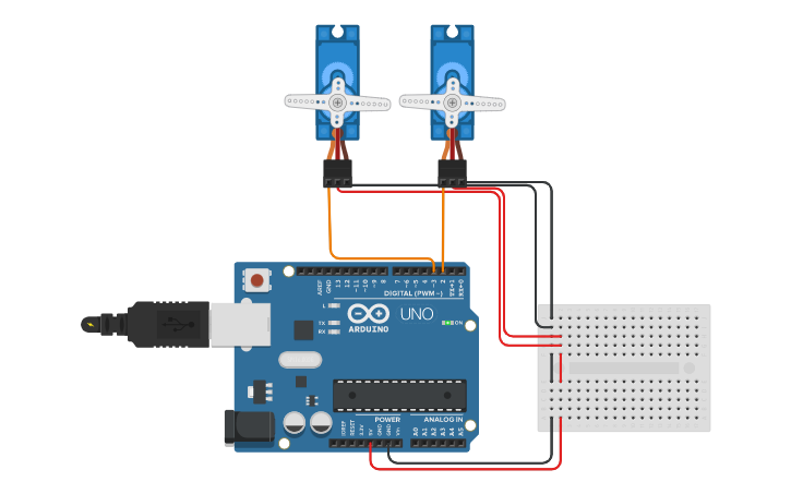 Circuit design Servo example - Tinkercad
