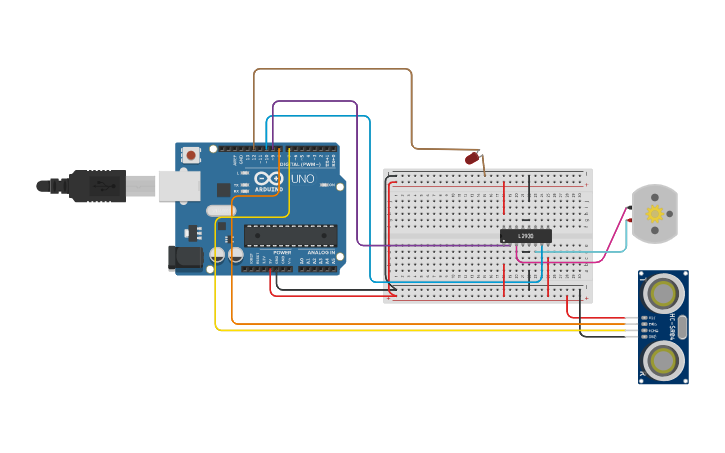 Circuit design Iot Project Ultrasonic sfit - Tinkercad