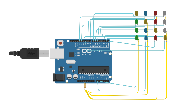 Circuit design Matriz de Led 4x4 | Tinkercad