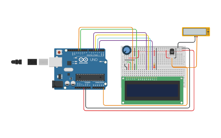 Circuit design Pembacaan Sensor LM35 dengan ADC | Tinkercad
