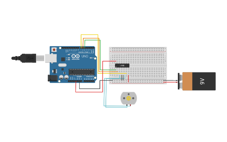 Circuit design Motor DC - Tinkercad