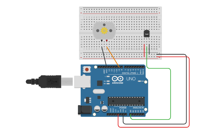 Circuit design Automatic Fan - Tinkercad