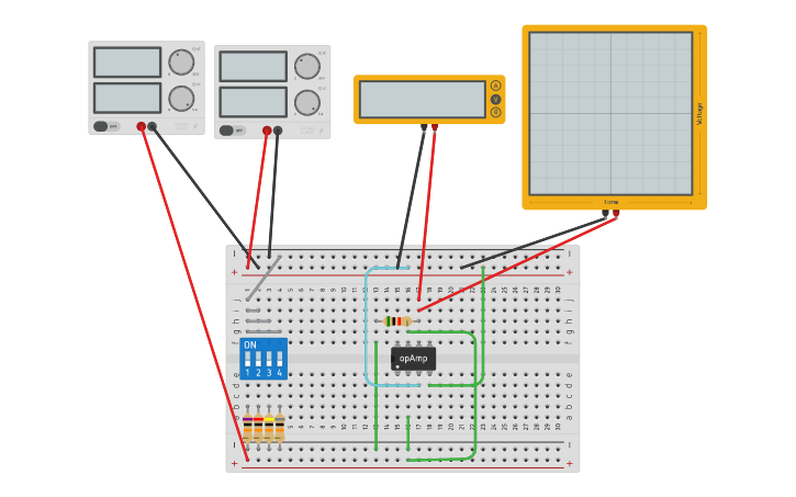 Circuit design opamp als opteller | Tinkercad