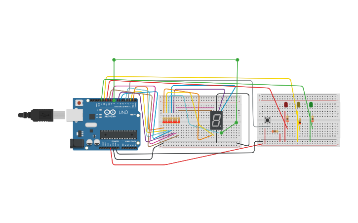 Circuit design semaforo a chiamata - Tinkercad
