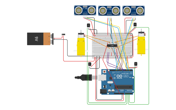 Circuit design Robot Sumo - Tinkercad