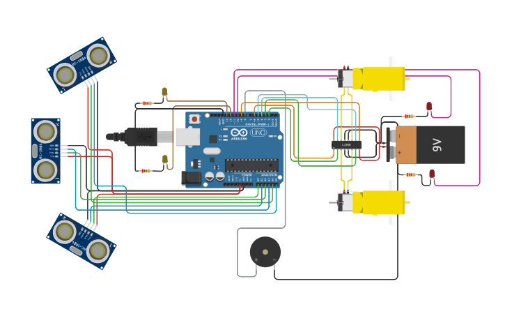 Circuit design Carro - Tinkercad
