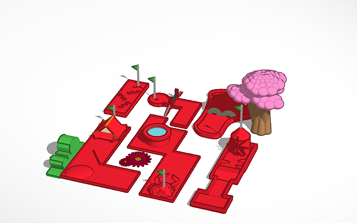 3D design mini golf course design - Tinkercad