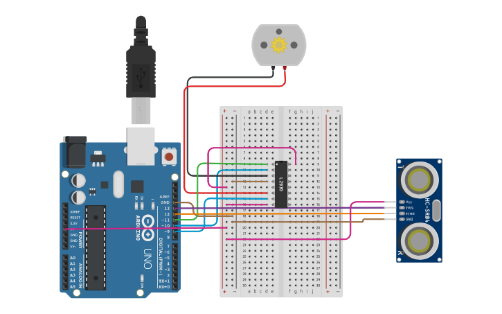 Circuit Design Moteur Cc Rotation Avec Capteur Sonore Tinkercad