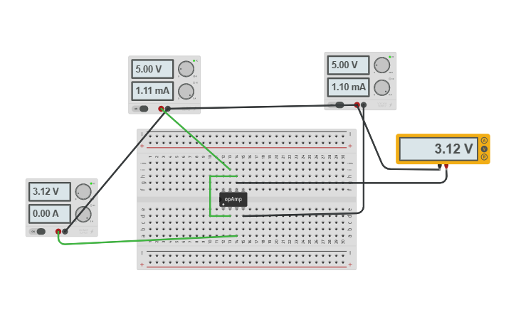 Circuit design Simulacion 3 seguidor de voltaje - Tinkercad