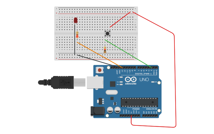 Circuit design 2 button pull-down | Tinkercad