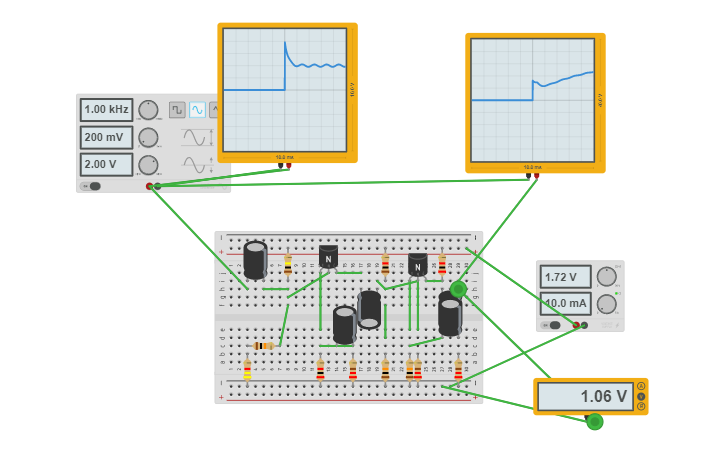 Circuit design two stage AC amplifier - Tinkercad