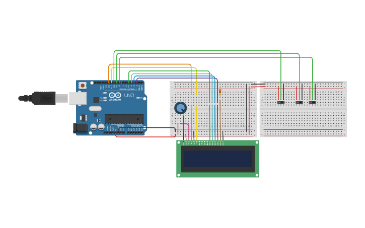 Circuit design Simulatore encoder - Tinkercad