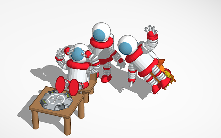 3D design 3 astronauts is power! - Tinkercad