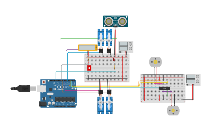 Circuit design ARAÑUWU SERVOS - Tinkercad