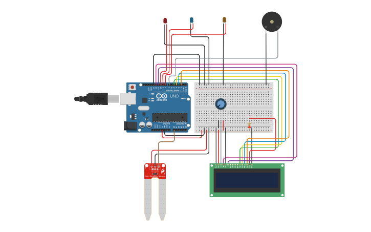 Circuit design Soil Moisture Sensor - Tinkercad