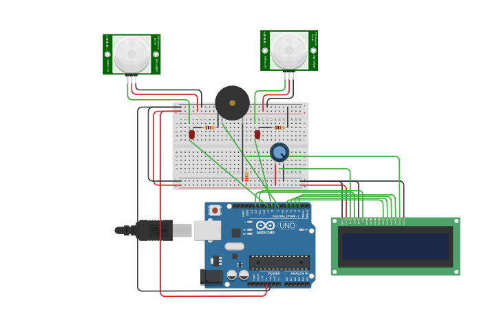 Circuit design Bidirectional Visitor Counter - Arduino - Tinkercad Circuit design Bidirectional Visitor Counter - Arduino - Tinkercad