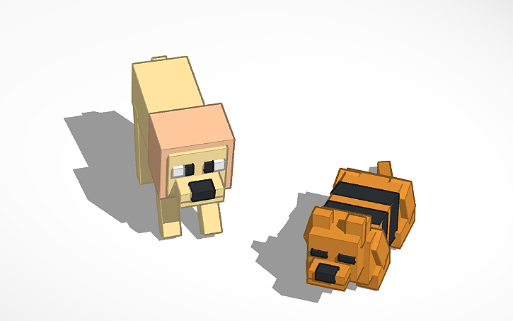 3D design Custom Minecraft Mobs: Lion & Tiger - Tinkercad