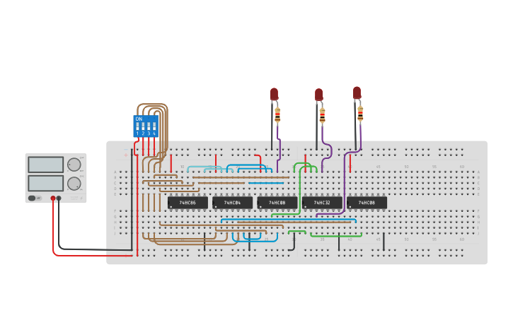 Circuit design 2-Bit Comparator - Tinkercad