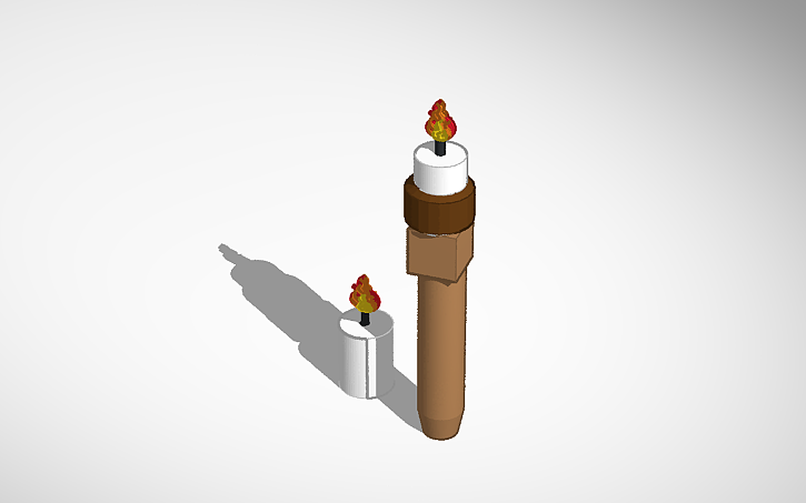 3D design Candles+torch - Tinkercad