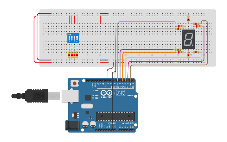 Circuit design Display 7 segmentos - Tinkercad