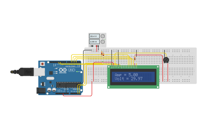 Circuit design Ampere-Volt | Tinkercad