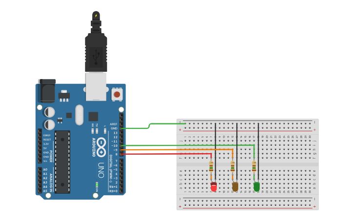 Circuit design Projeto Semáforo - Atividade - Tinkercad